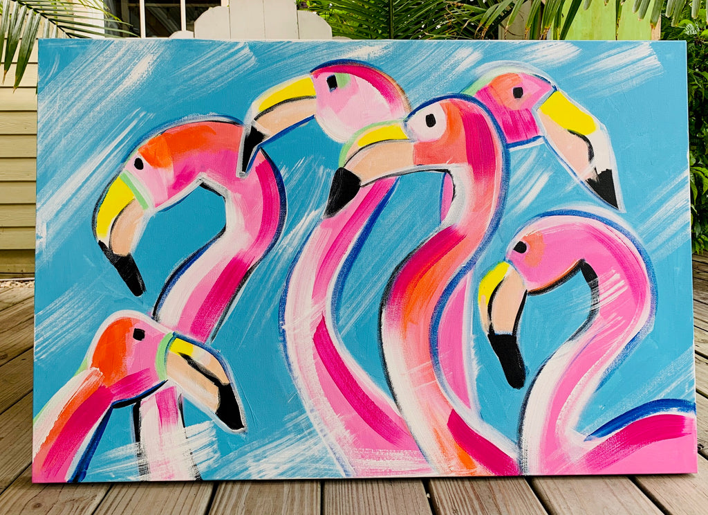 Flamingo Flock Painting – Emerson Quillin Artist
